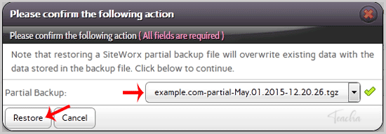 How to Restore Partial backup in SiteWorx? - Lab Creative
